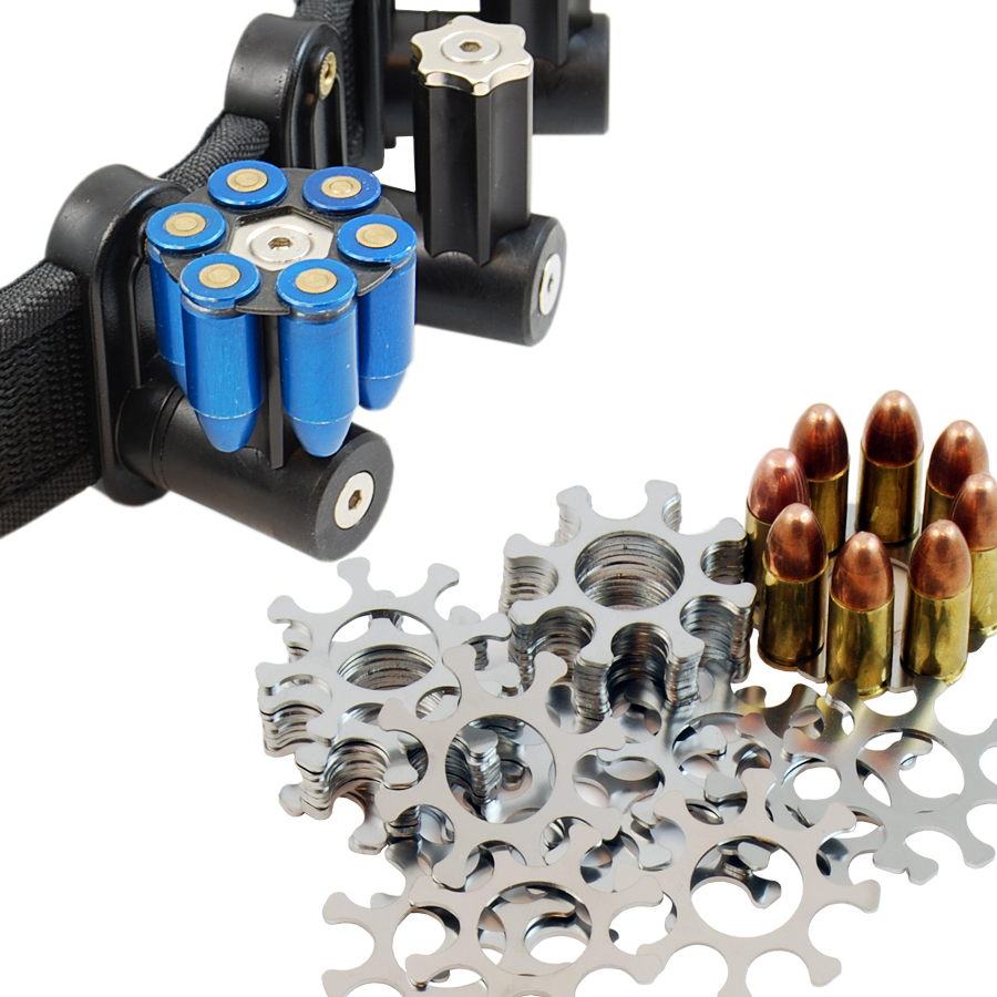Combo: 6x Magnetic 8-Shot 9mm Moon Clip Holder and 10x Stainless Steel ...